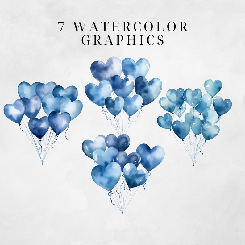 Blue Heart Balloons Clipart, Party Decorations, Birthday Clipart ...