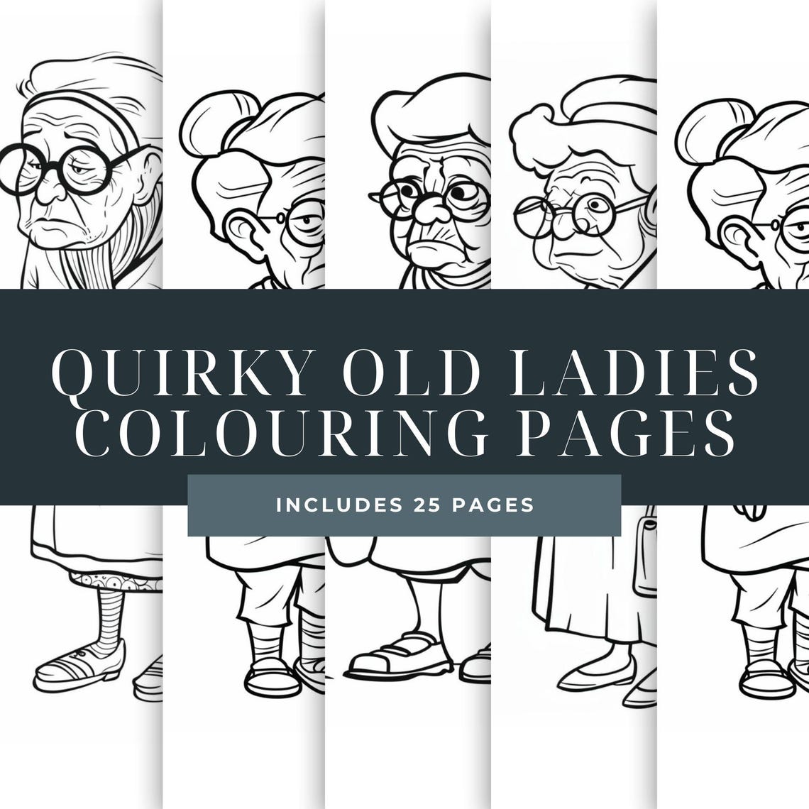 Quirky Old Ladies Colouring Pages, Whimsical Vintage Ladies Coloring ...