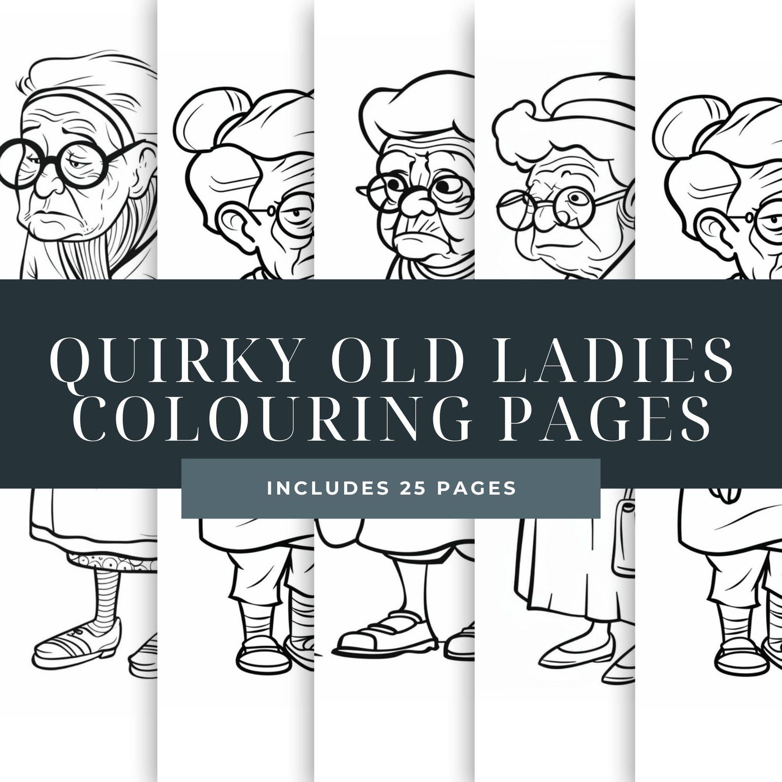 Quirky Old Ladies Colouring Pages, Whimsical Vintage Ladies Coloring ...