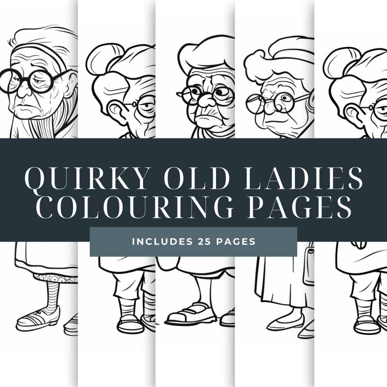 Quirky Old Ladies Colouring Pages, Whimsical Vintage Ladies Coloring ...
