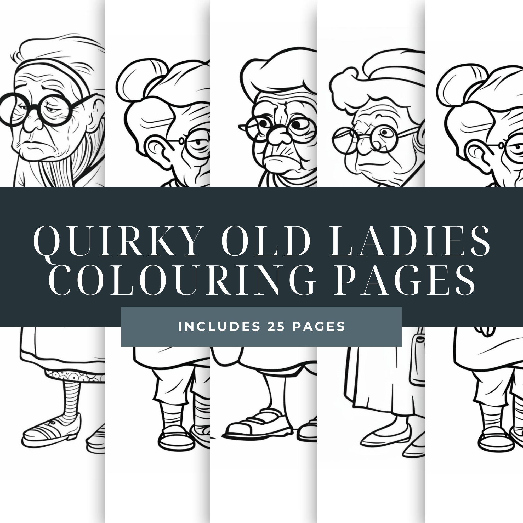 Quirky Old Ladies Colouring Pages, Whimsical Vintage Ladies Coloring ...