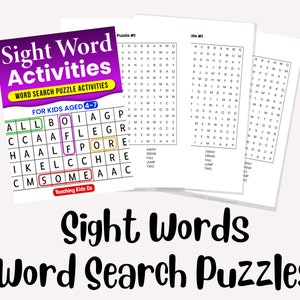 Sight Words Word Search Puzzles, Word Search Printables, Sight Words ...