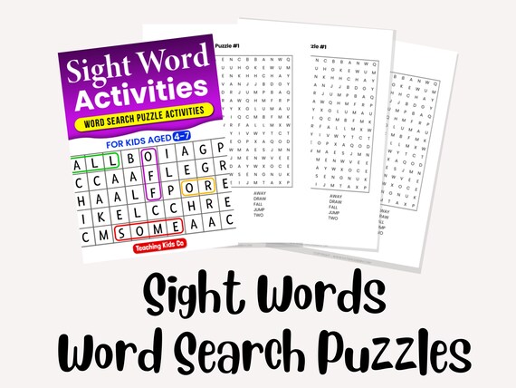 Sight Words Word Search Puzzles Word Search Printables Sight - Etsy