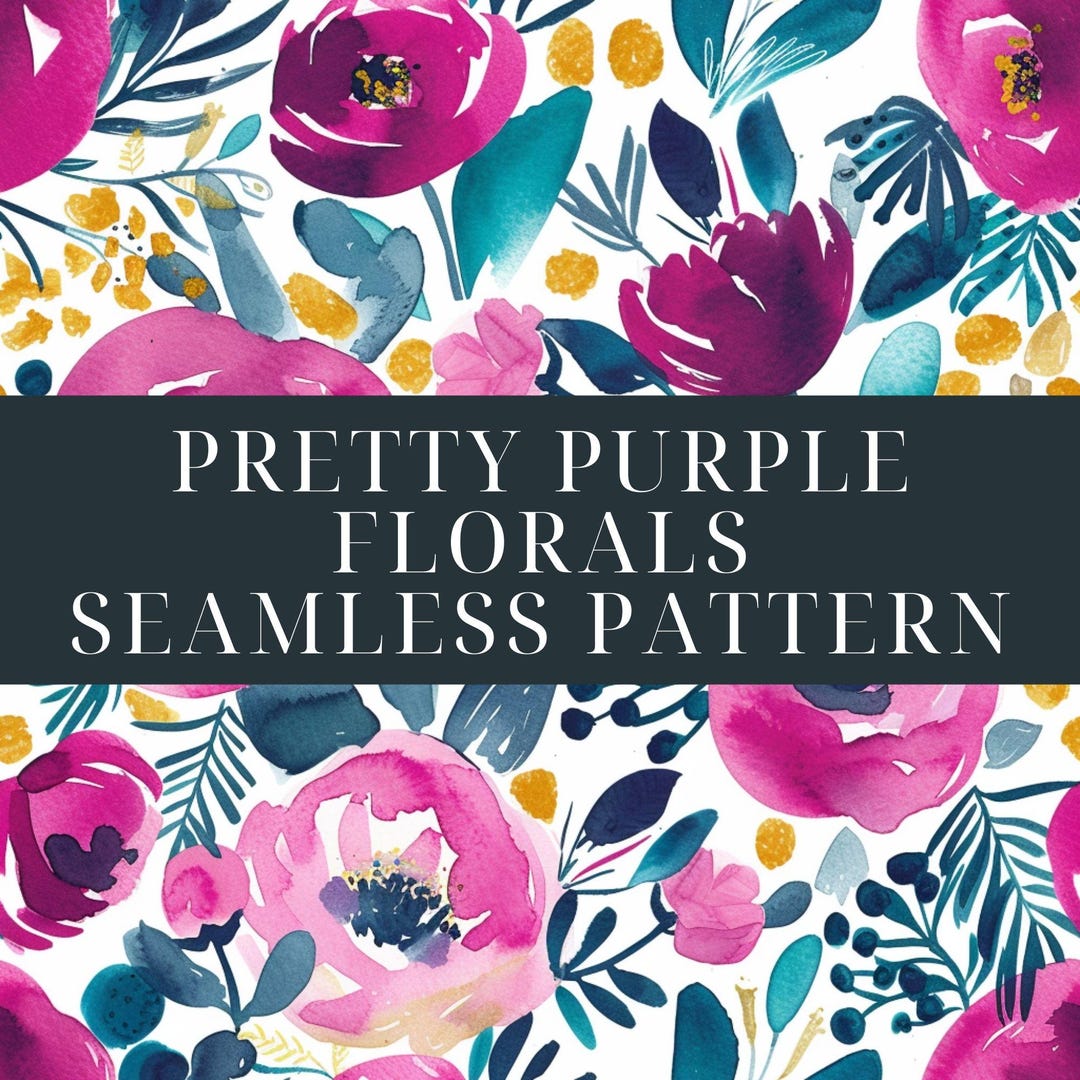 Pretty Purple Floral Seamless Pattern, Floral Digital Paper, Spring ...