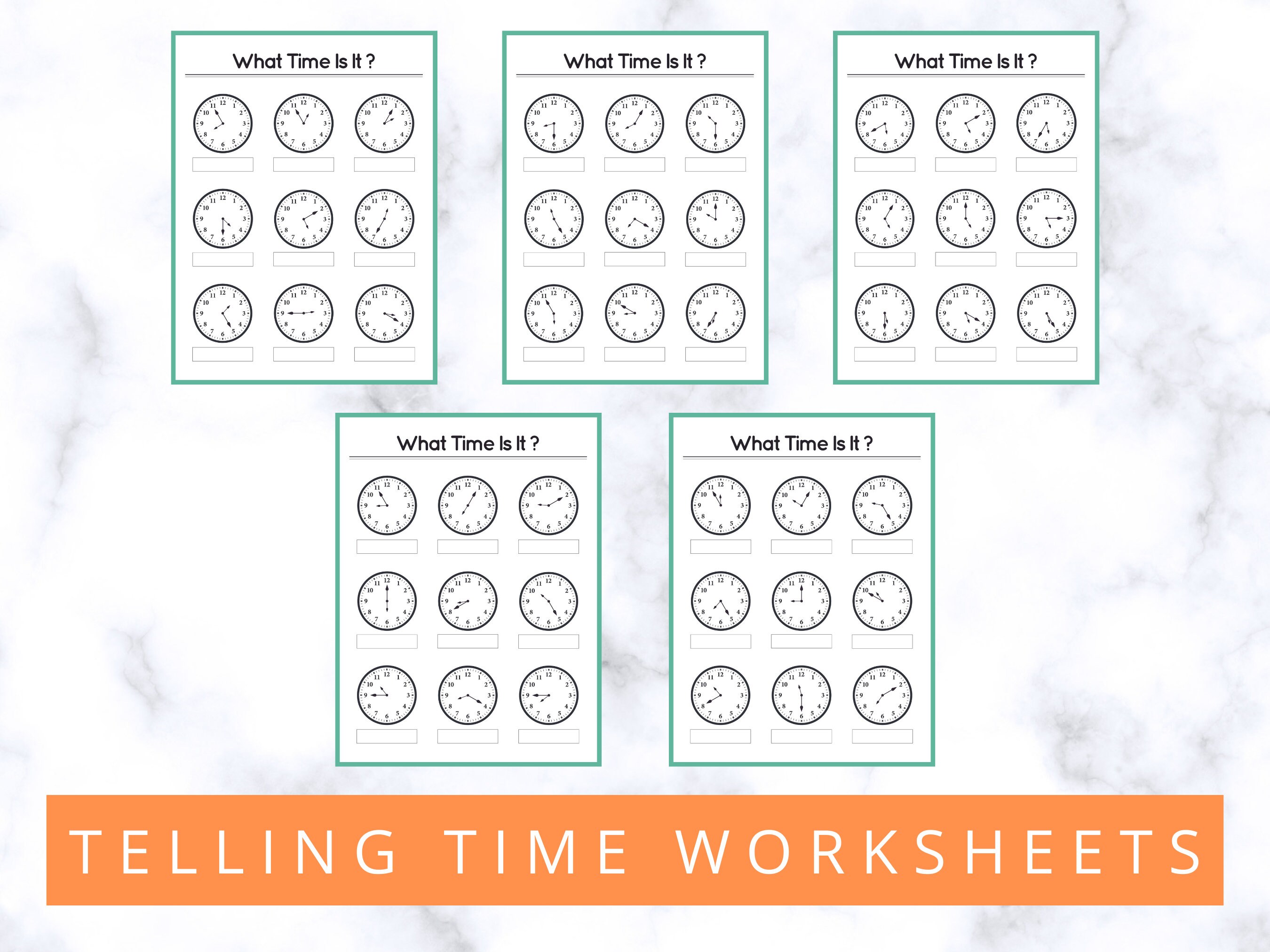 Telling Time Printable, Clock Worksheets, Learning Activity for Kids ...