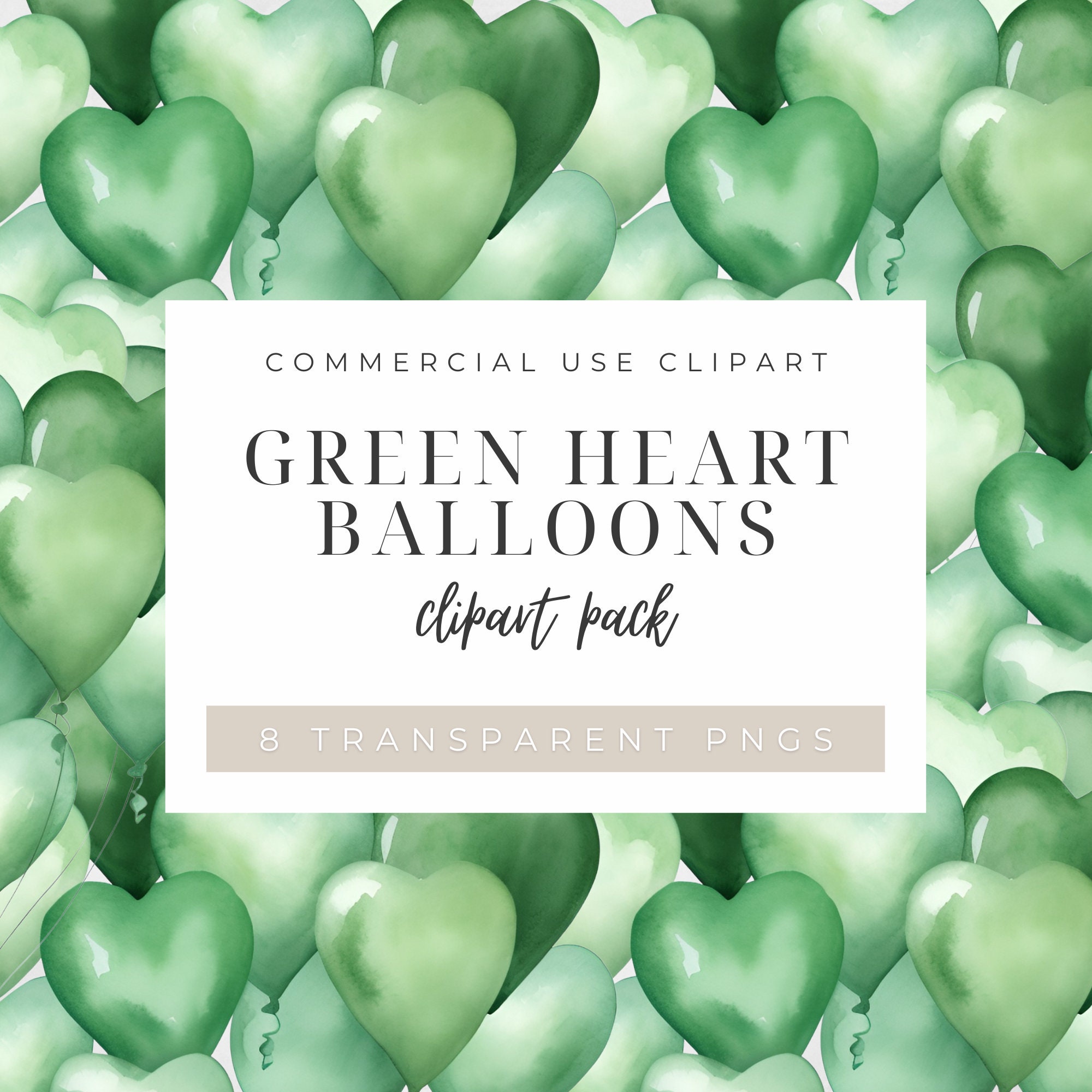 Green Heart Balloon Clipart, Party Decorations, Birthday Clipart ...