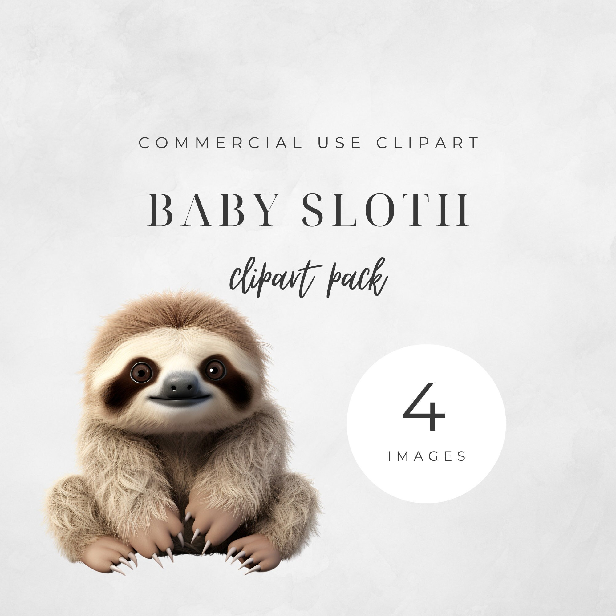 Baby Sloth Clipart, Watercolour Clipart, Digital Download, Paper Craft ...