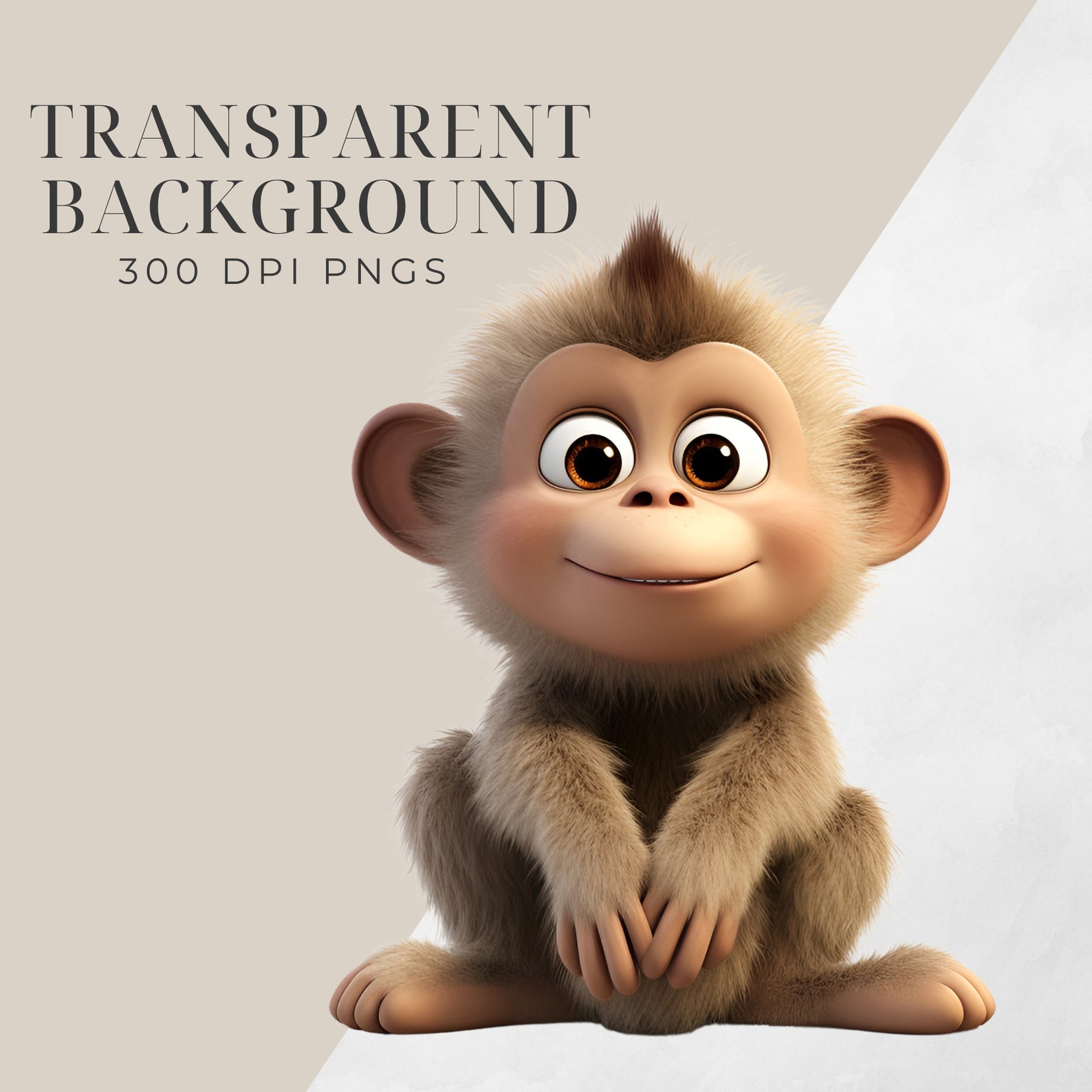 Cute Monkey Clipart, Watercolour Clipart, Digital Download, Paper Craft ...