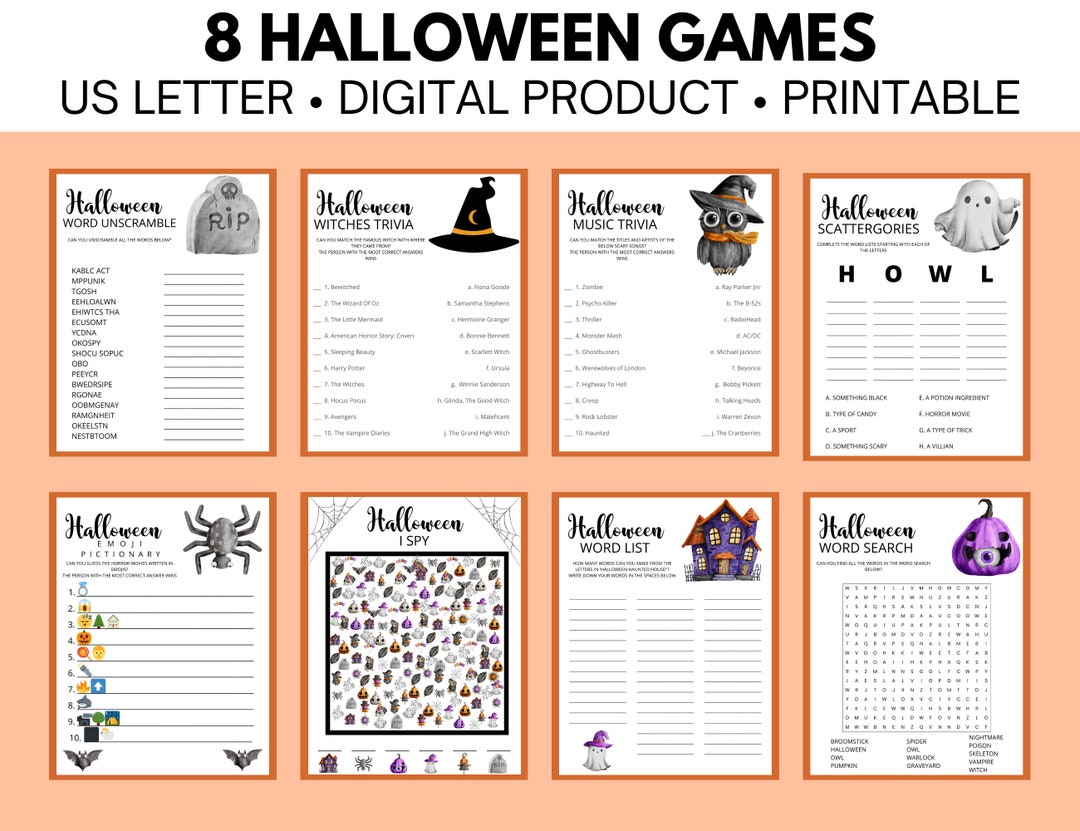 Halloween Party Games, 8 Printable Halloween Games, Halloween ...