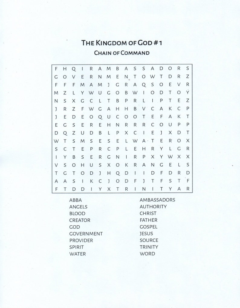Kingdom of God_large Print_word Search Puzzle - Etsy