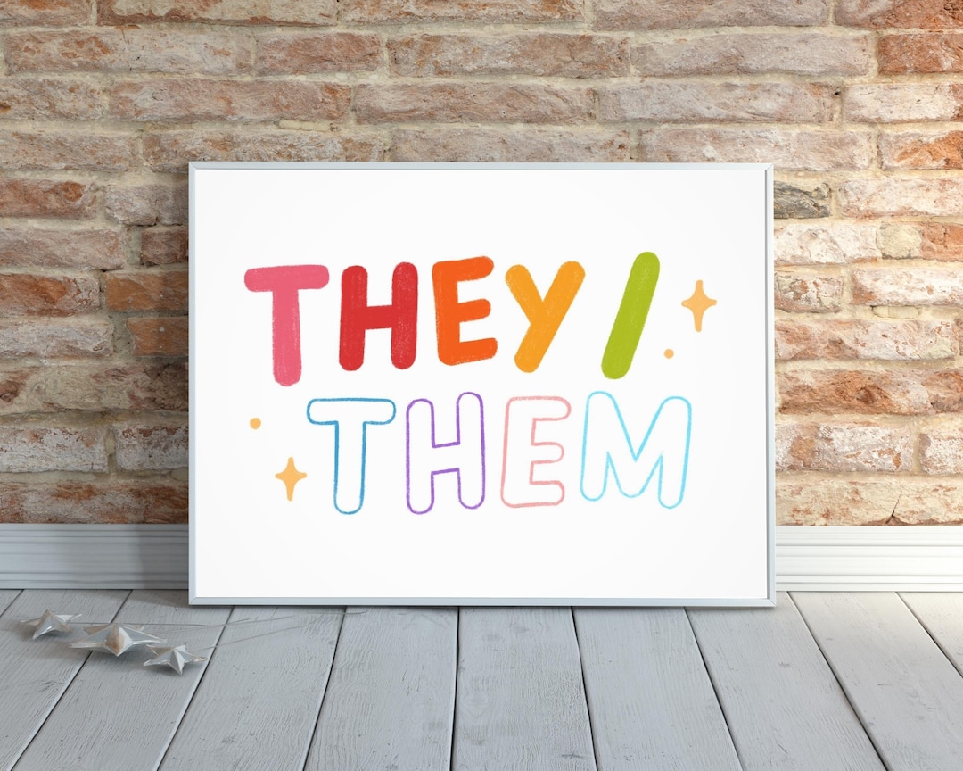 They Them Pronoun Poster - LGBTQ Print - Gender Poster - Gay Pride ...