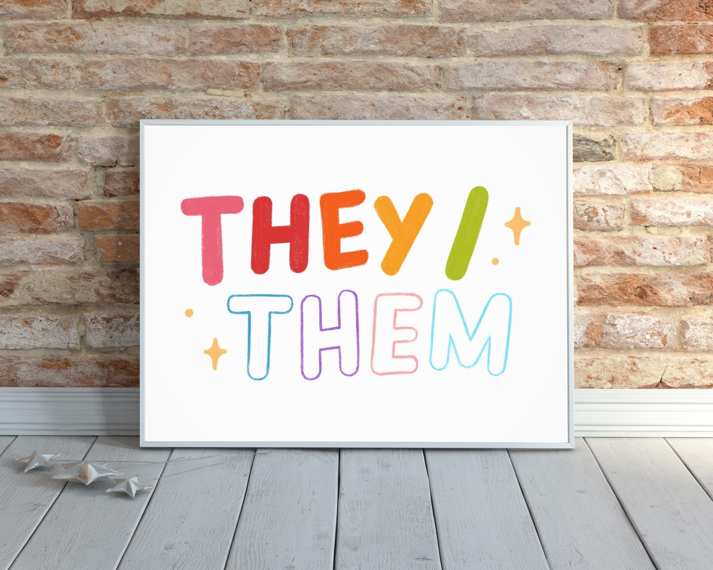 They Them Pronoun Poster LGBTQ Print Gender Poster Gay - Etsy