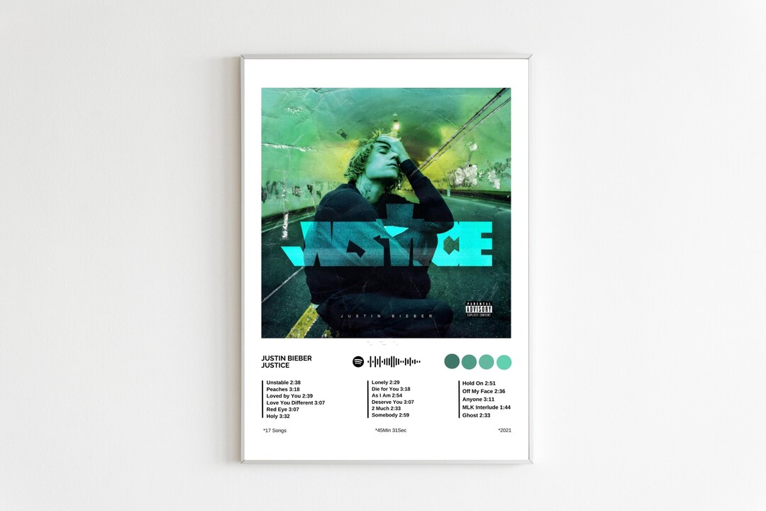 Justin Bieber Justice Album Tracklist Poster , Justice Music Print Wall ...