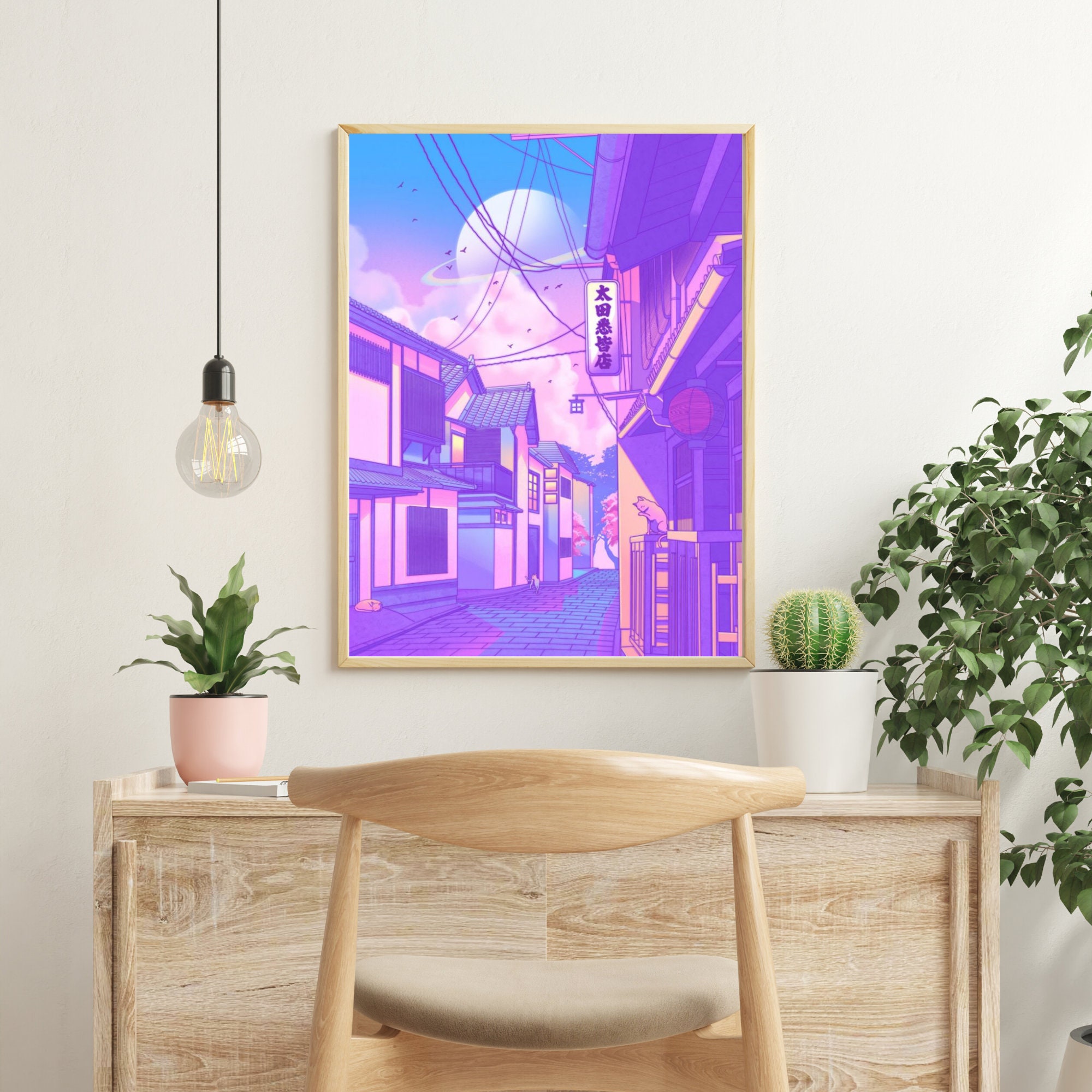 Kyoto Street Anime Poster – Japanese Cartoon Art (digital Download) - Etsy