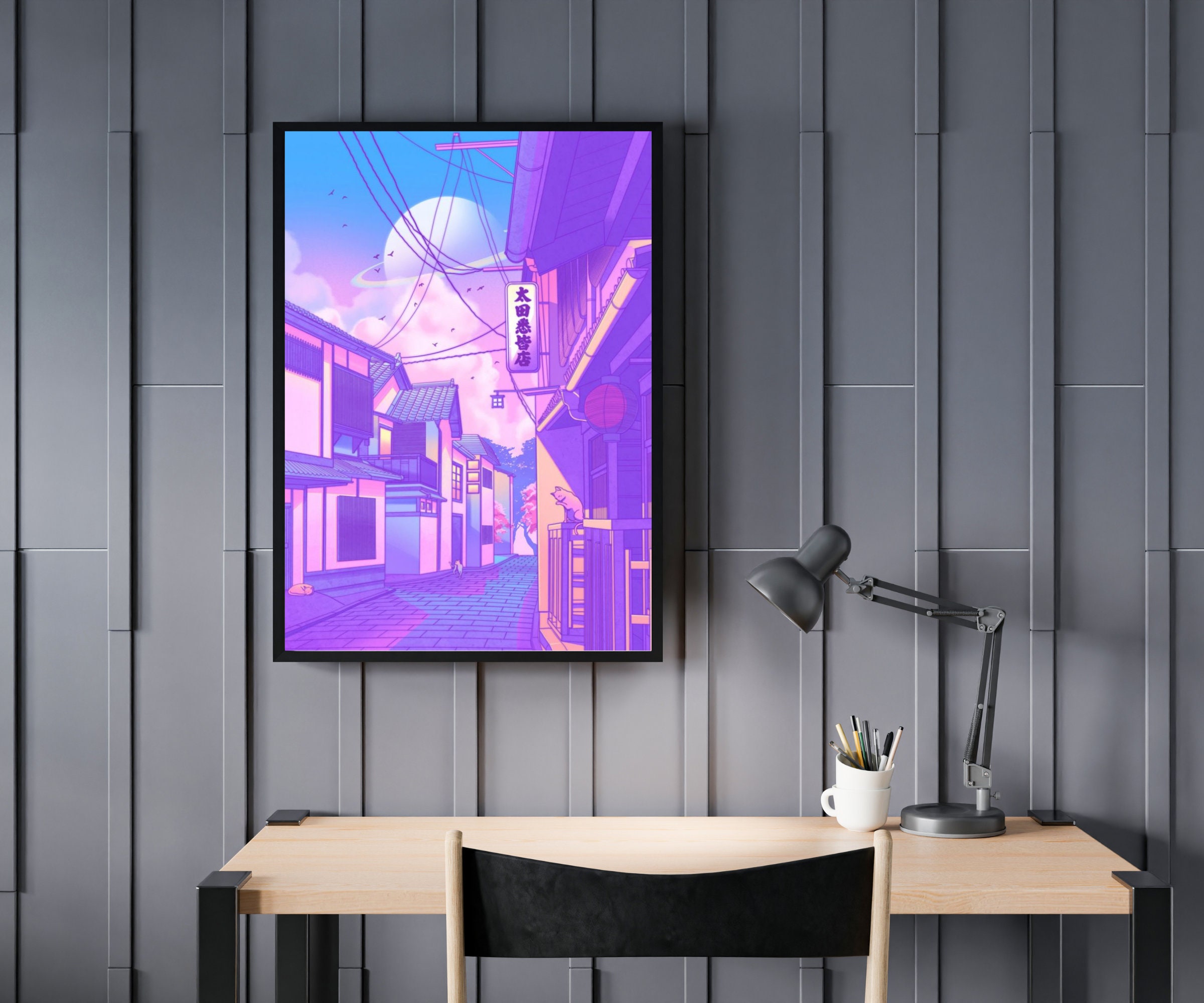 Kyoto Street Anime Poster – Japanese Cartoon Art (digital Download) - Etsy