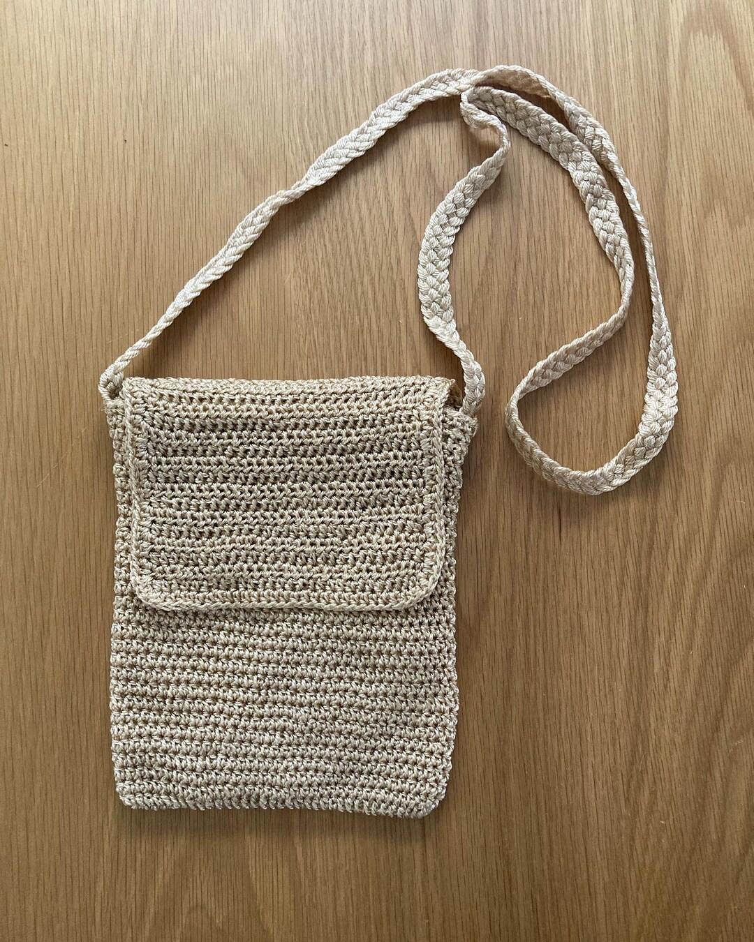 Retro Boho Natural Beige Crochet Shoulder Bag Summer Accessory Womens ...