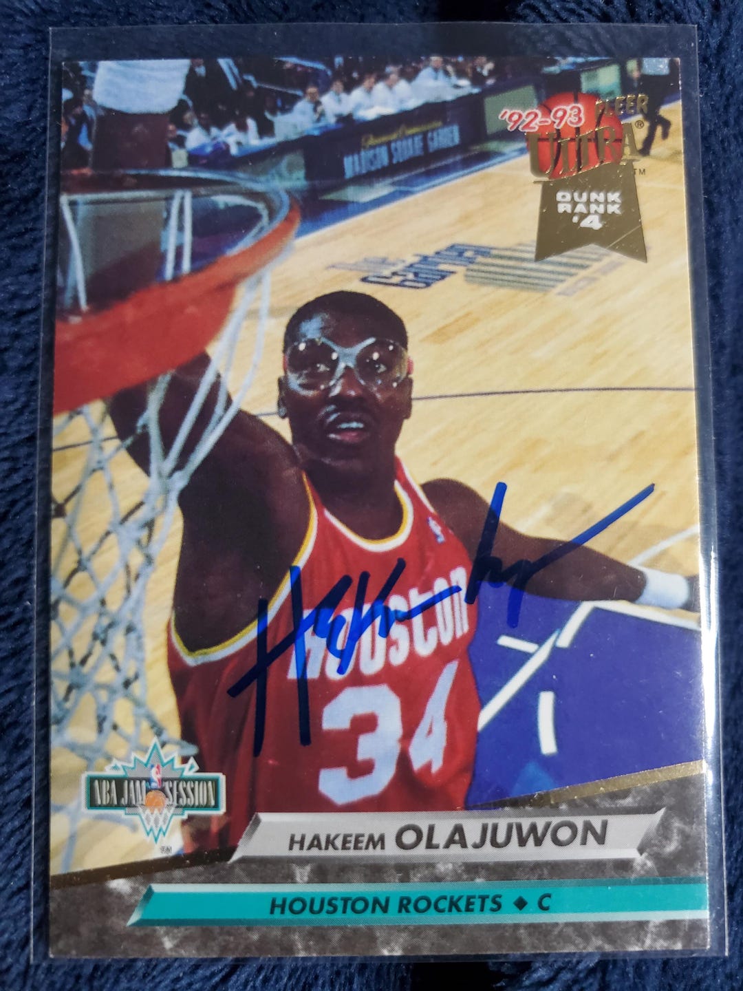 Hakeem Olajuwon Authentic Hand Signed 1992 Fleer Ultra Basketball Card ...