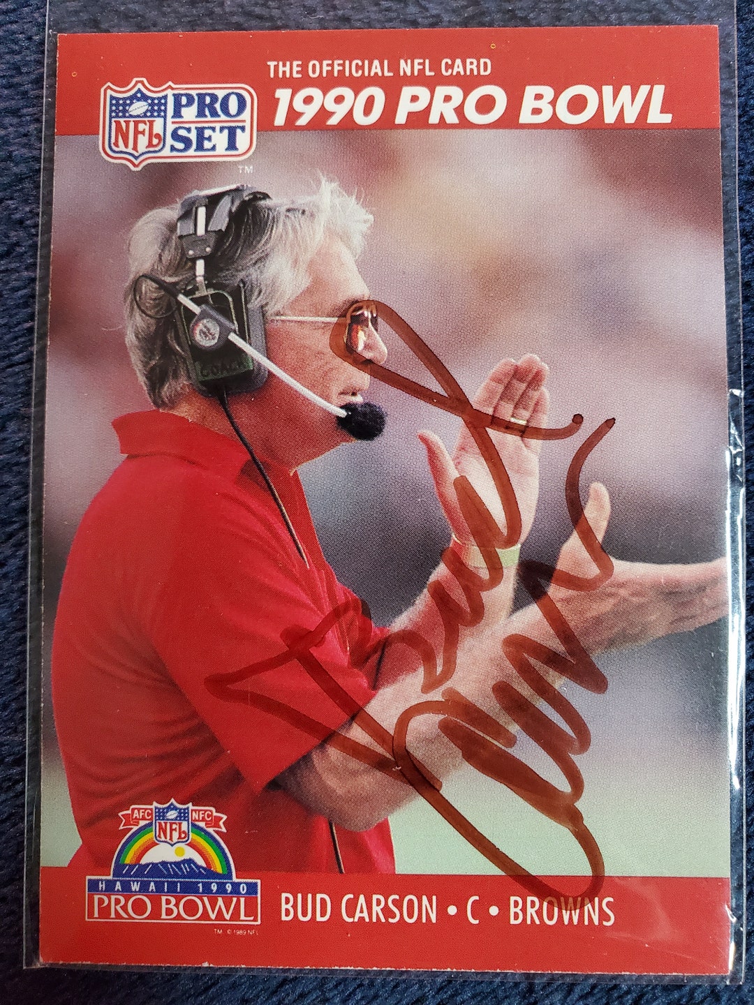Bud Carson Authentic Hand Signed Cleveland Browns 1990 Pro Set Football ...