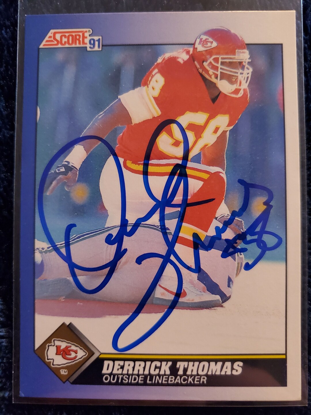 Derrick Thomas Authentic Hand Signed 1991 Score 3rd Card Autographed ...