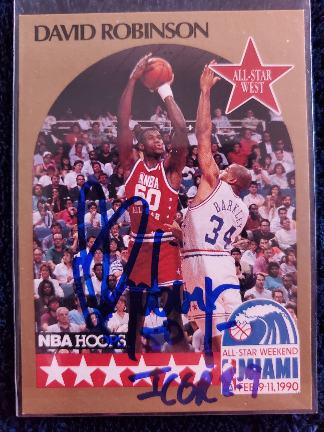 David Robinson Authentic Hand Signed 1990 Hoops Rookie Card Autographed ...