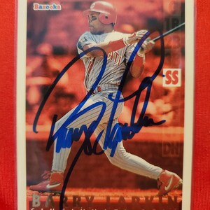 Barry Larkin Authentic Hand Signed 1995 Topps Bazooka Baseball Card HOF ...