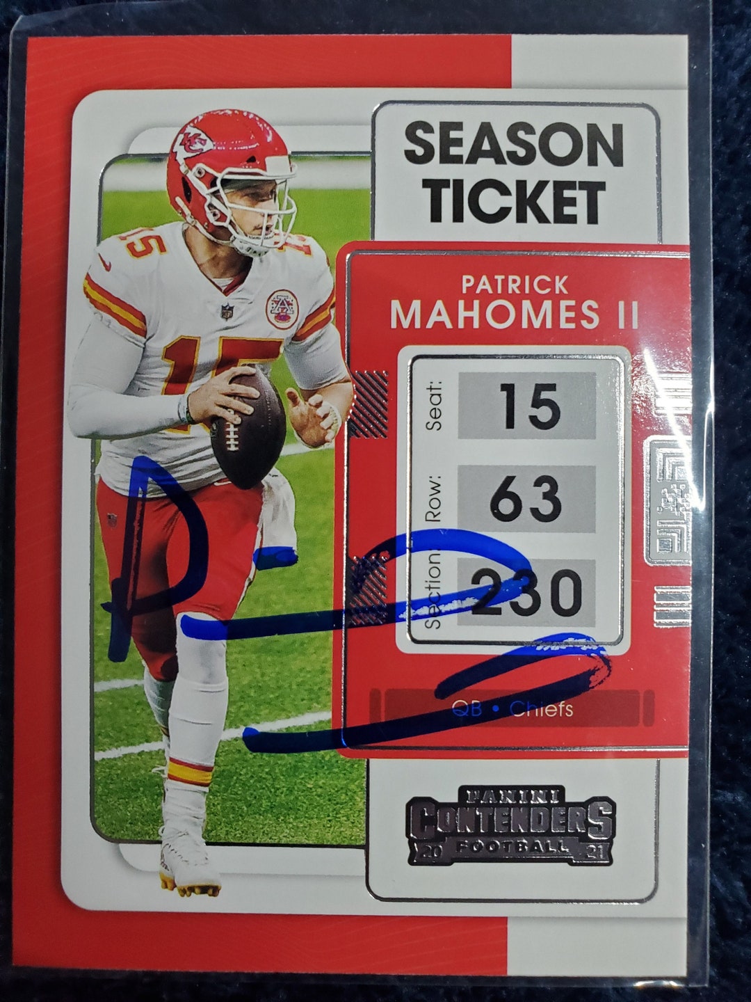 Patrick Mahomes Authentic Hand Signed 2021 Panini Card Autographed ...