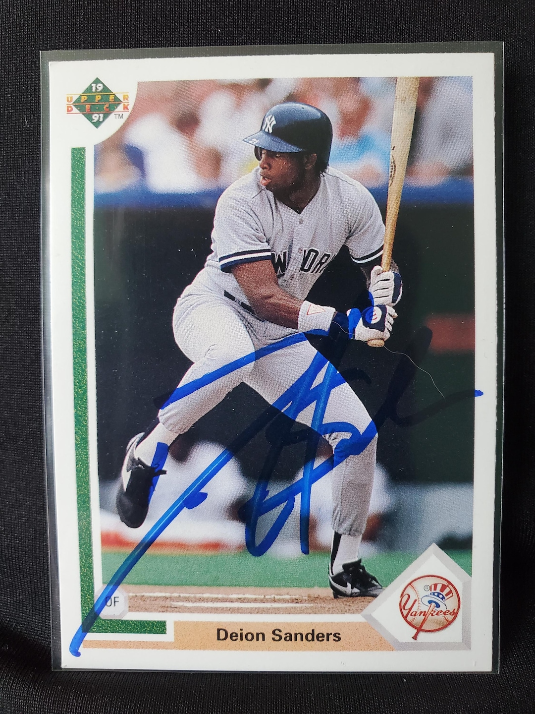 Deion Sanders Authentic Hand Signed 1991 Upper Deck Baseball Card HOF ...