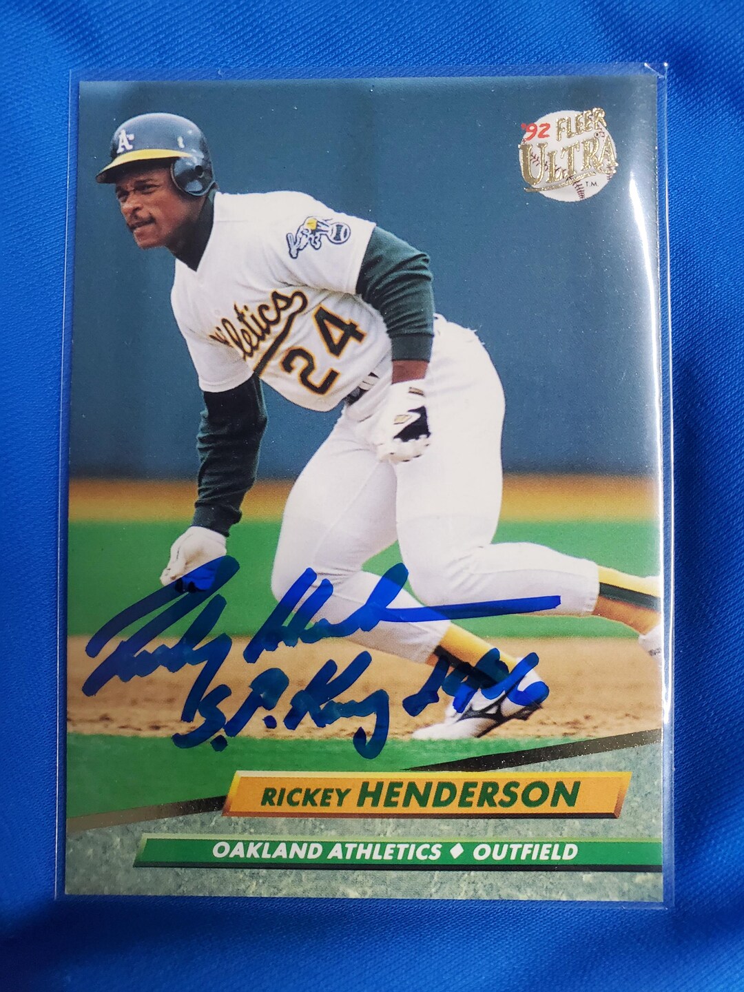 Rickey Henderson Authentic Hand Signed 1992 Fleer Ultra Baseball Card ...