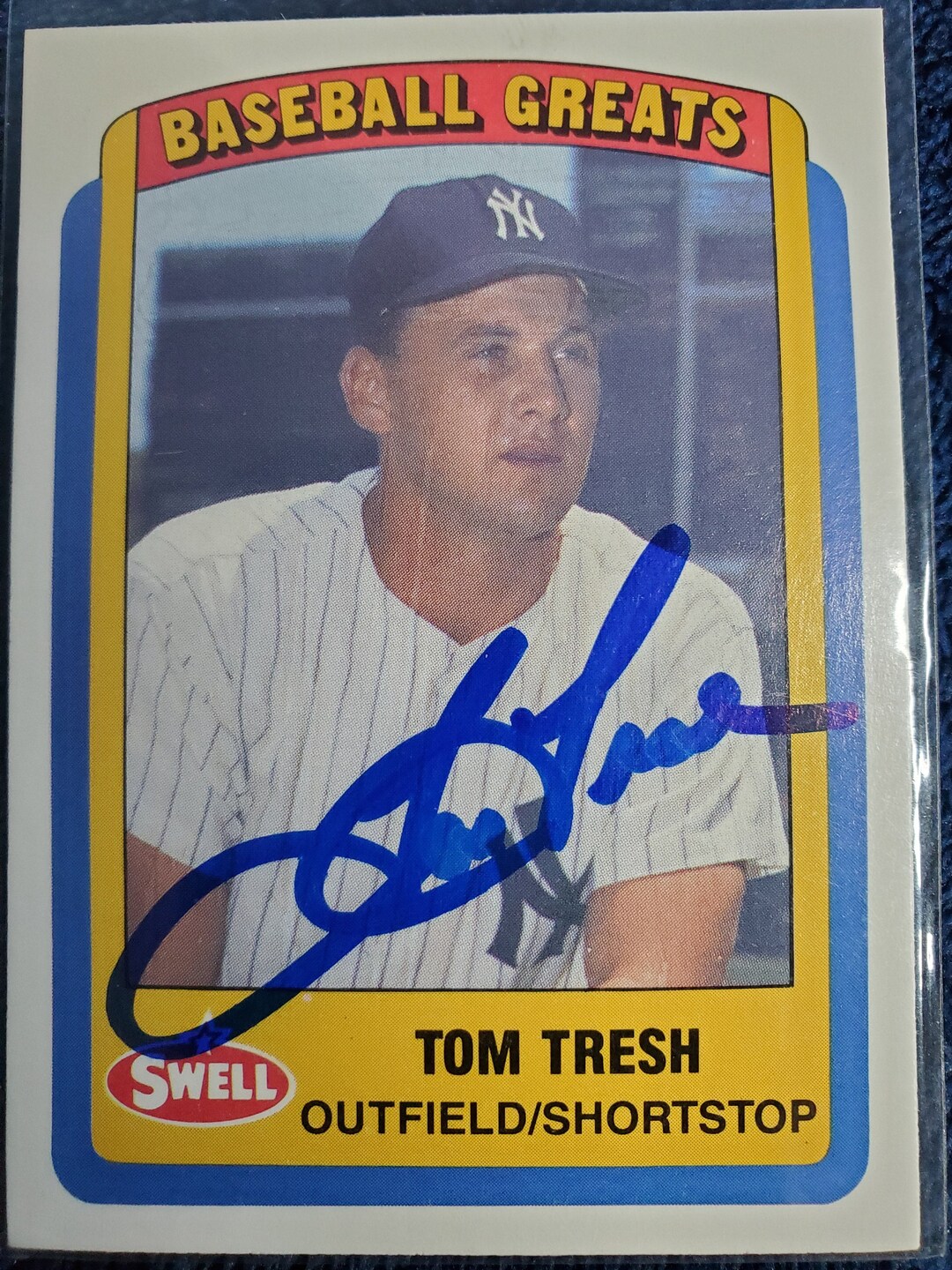 Tom Tresh Authentic Hand Signed 1990 Swell Baseball Greats Card ...