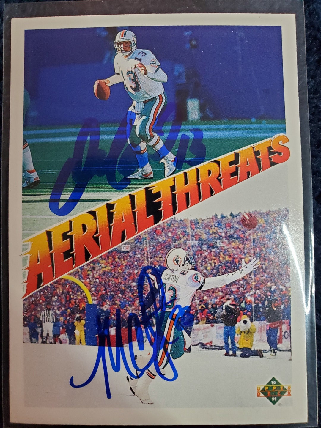 Dan Marino & Mark Clayton Authentic Hand Signed 1991 Upper Deck Card ...