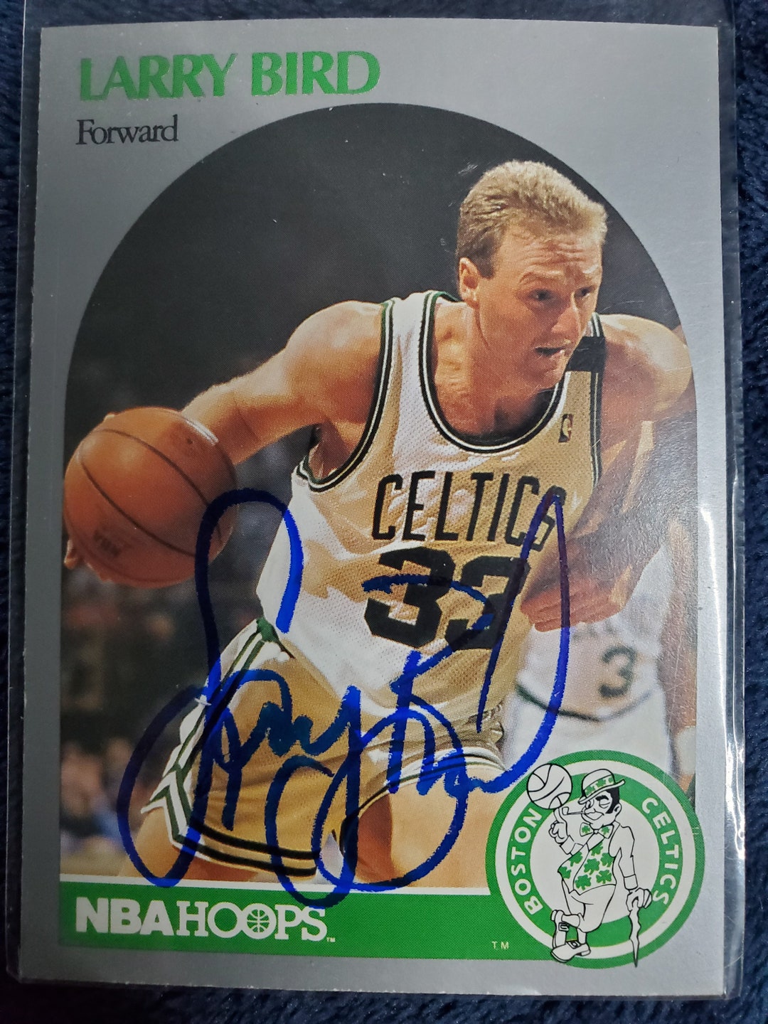 Larry Bird Authentic Hand Signed 1990 Hoops Basketball Card Autographed ...