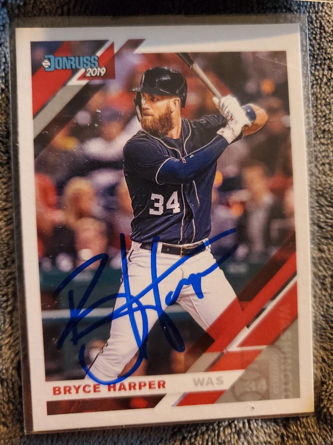 Bryce Harper Authentic Hand Signed 2019 Donruss Baseball Card ...