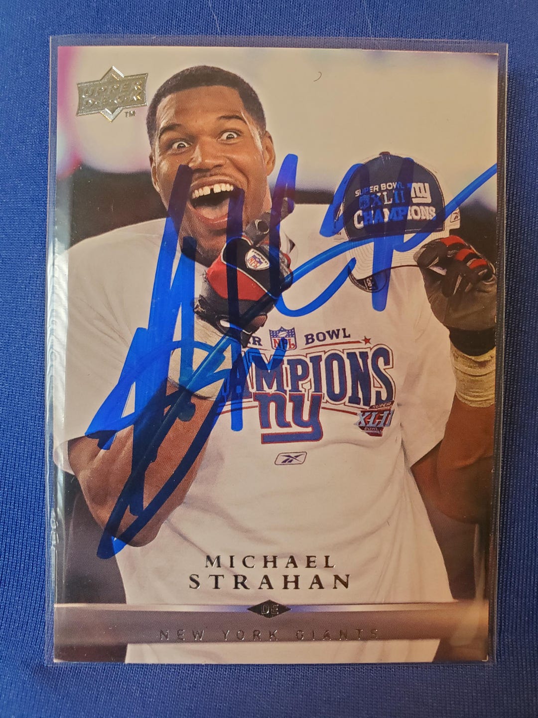 Michael Strahan Authentic Hand 2008 Upper Deck Topps Football Card ...