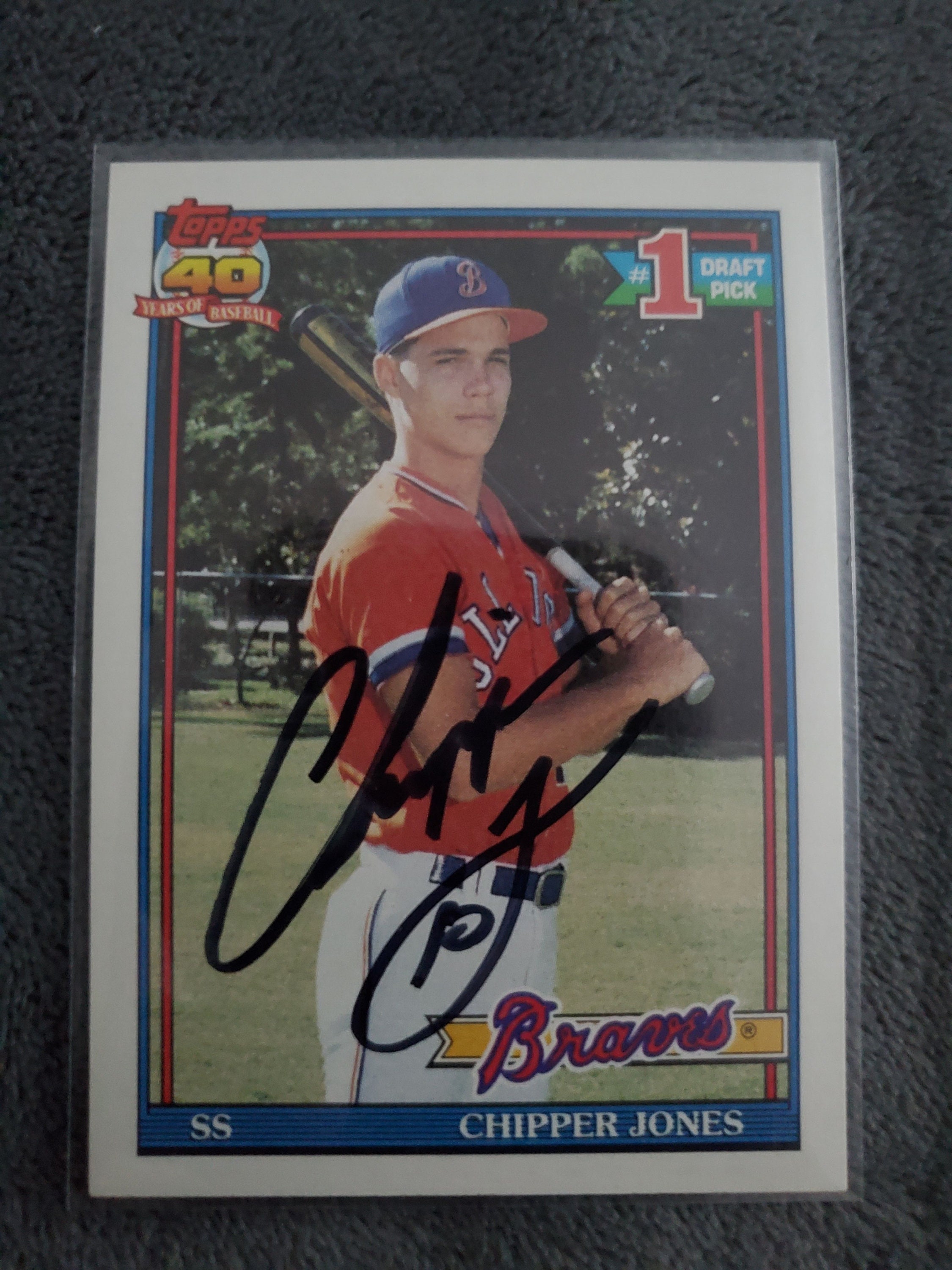 Chipper Jones Authentic Hand Signed 1991 Topps Rookie Baseball - Etsy