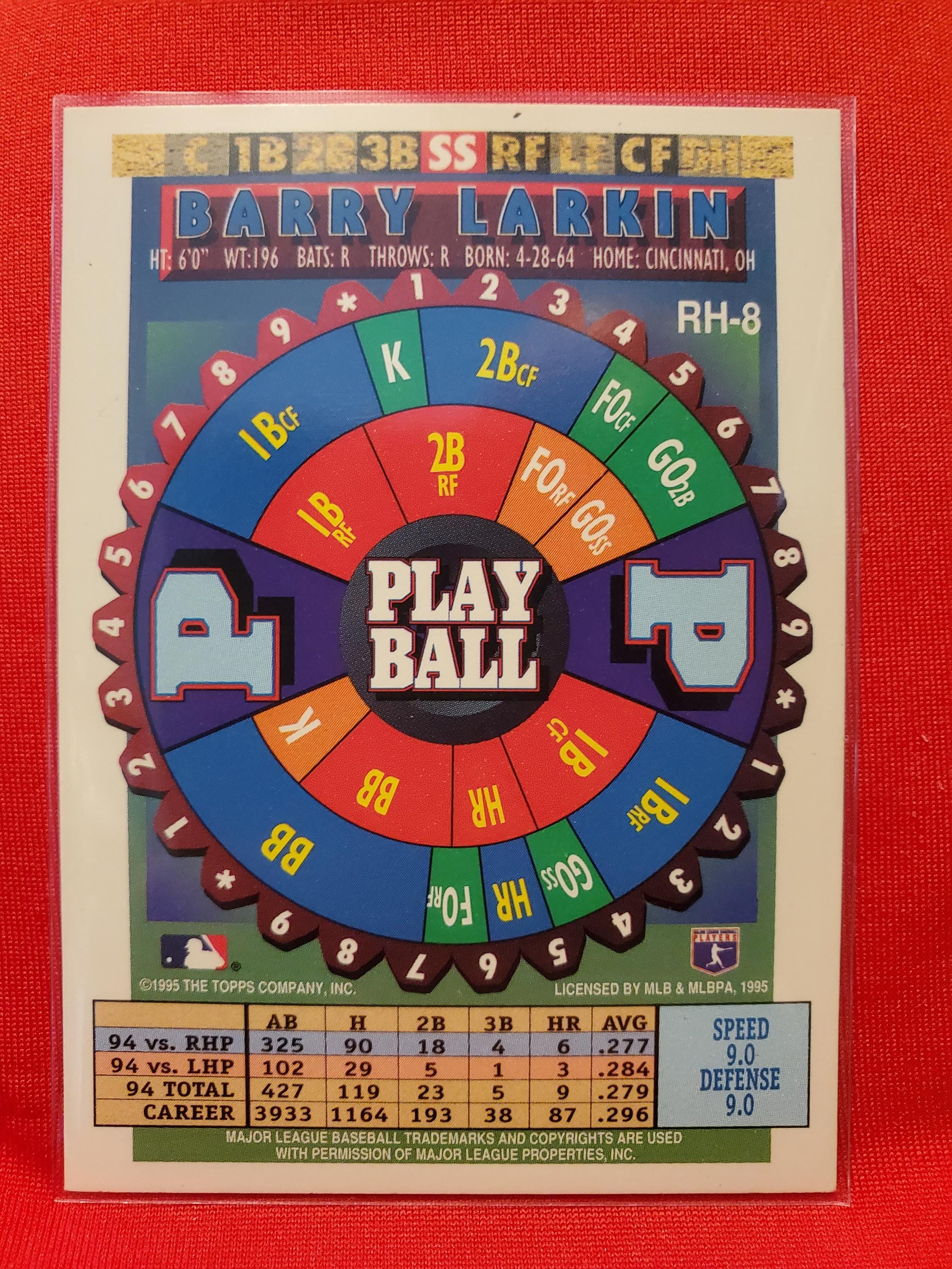 Barry Larkin Authentic Hand Signed 1995 Topps Bazooka Baseball Card HOF ...