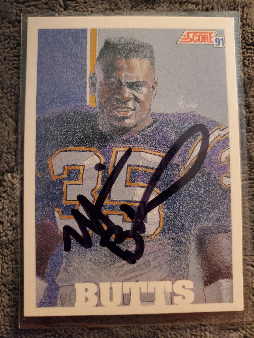 Marion Butts Authentic Hand Signed 1991 Score Team MVP Football Card ...