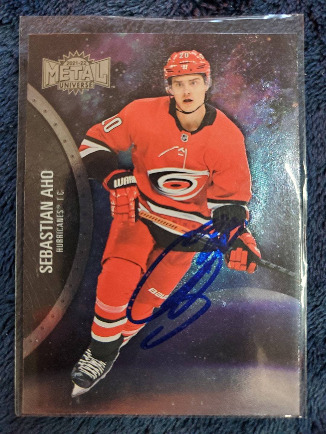 Sebastian Aho Authentic Hand Signed 2021 Metal Universe Card Carolina ...
