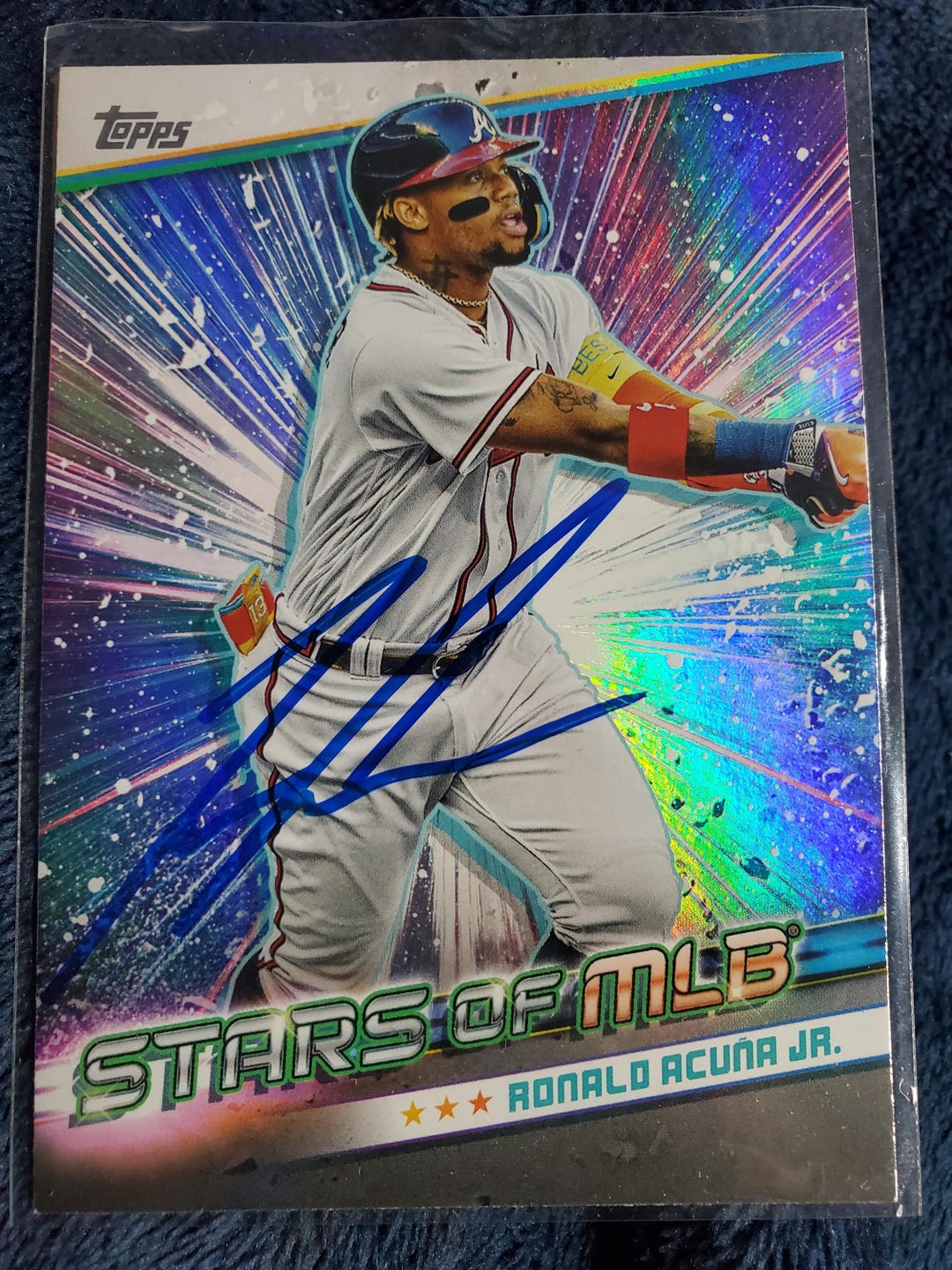 Ronald Acuna Jr Authentic Hand Signed Topps Baseball Card Atlanta ...