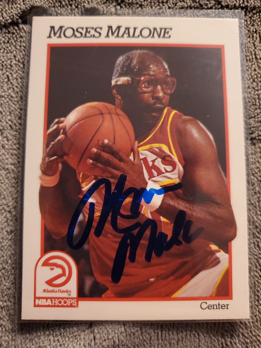 Moses Malone Authentic Hand Signed 1991 Hoops Card Autographed Atlanta ...