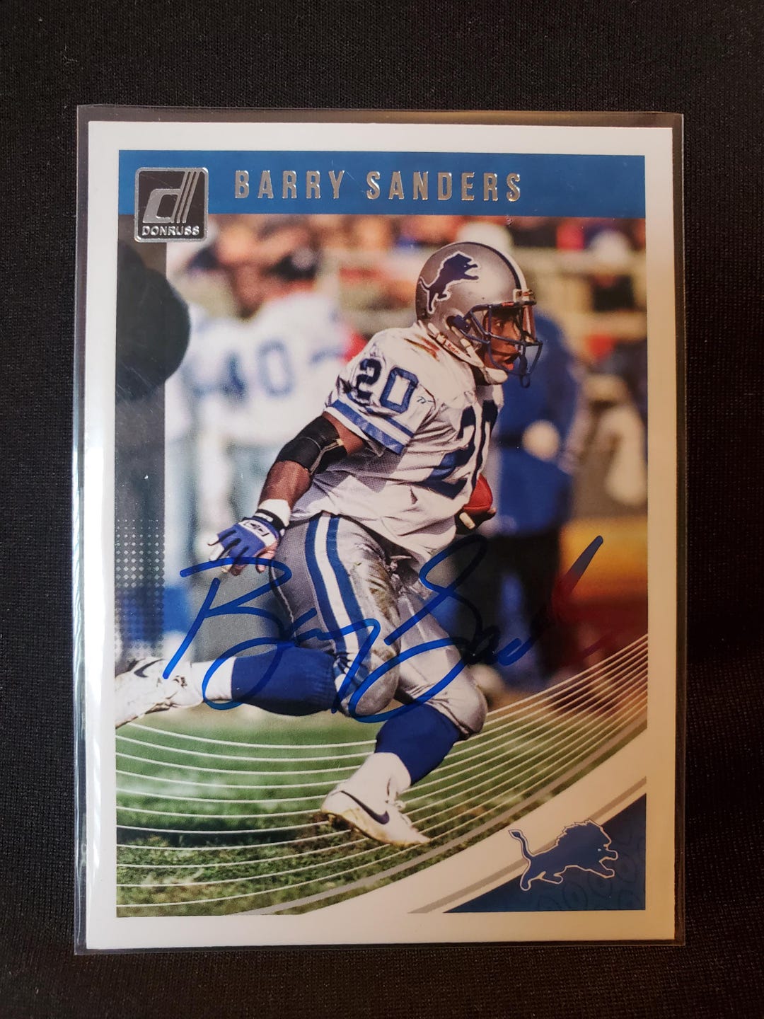 Barry Sanders Authentic Hand Signed 2018 Donruss Card Autographed HOF ...