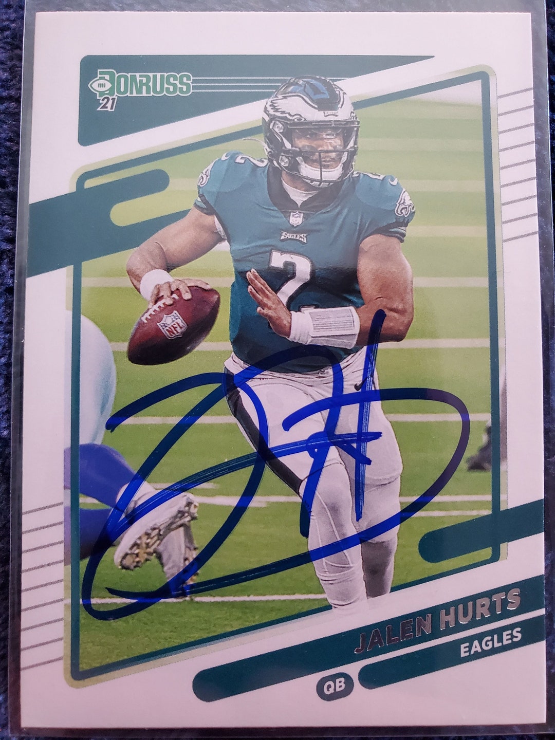 Jalen Hurts Authentic Hand Signed 2021 Panini Donruss Football Card ...