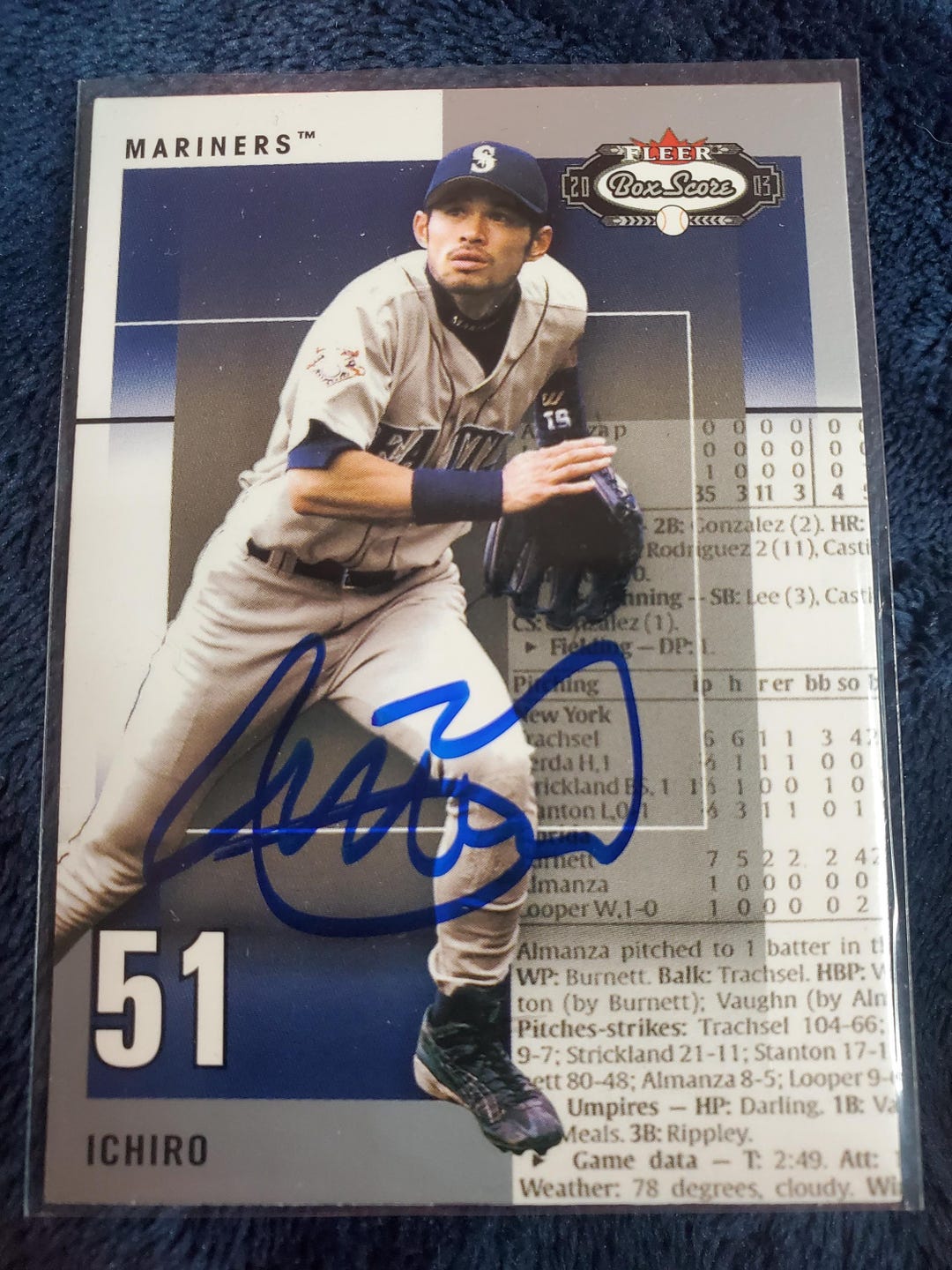 Ichiro Suzuki Authentic Hand Signed 2005 Fleer Baseball Card ...