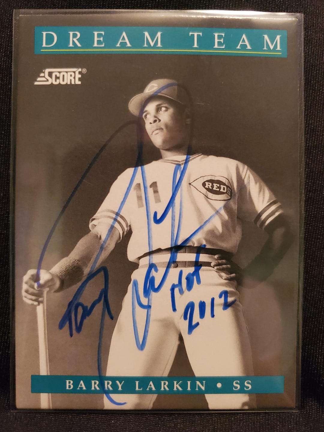 Barry Larkin Authentic Hand Signed 1991 Score Baseball Card HOF ...