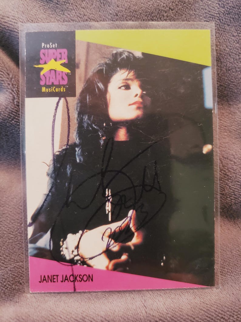 Janet Jackson Authentic Hand Signed 1990s Pro Set Super Stars Music ...
