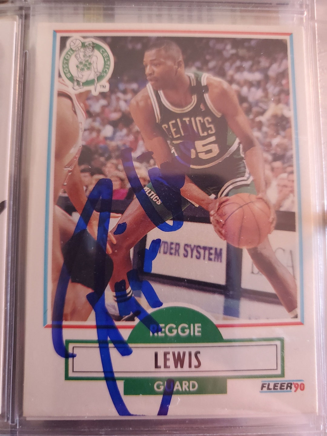 Reggie Lewis Authentic Hand Signed 1990 Fleer ROOKIE Basketball Card ...