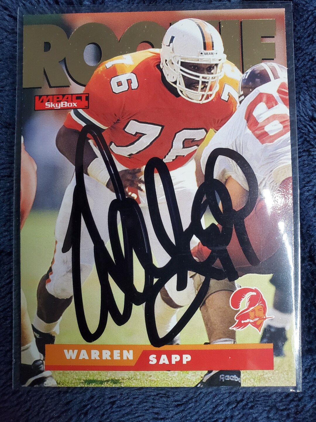 Warren Sapp Authentic Hand Signed 1995 Skybox Impact Football Card ...