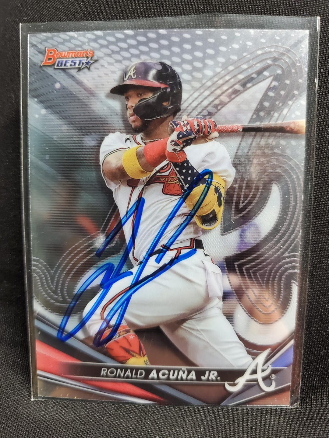 Ronald Acuna Jr Authentic Hand Signed 2022 Topps Baseball Card Atlanta ...