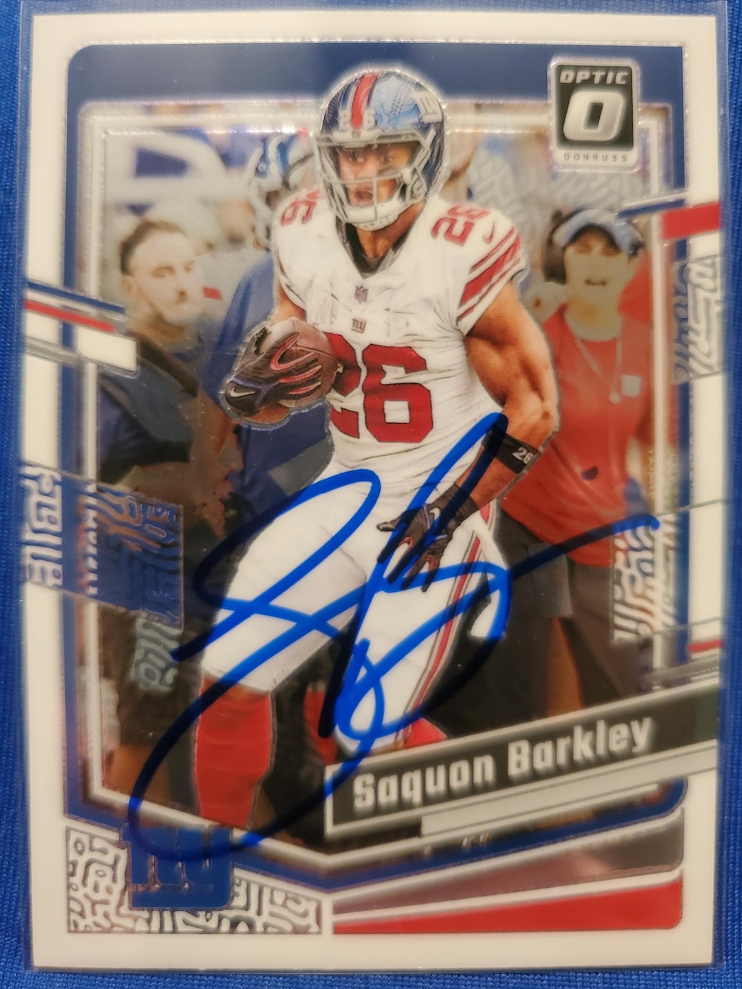 Saquon Barkley Authentic Hand Signed 2023 Donruss Optic Football Card ...