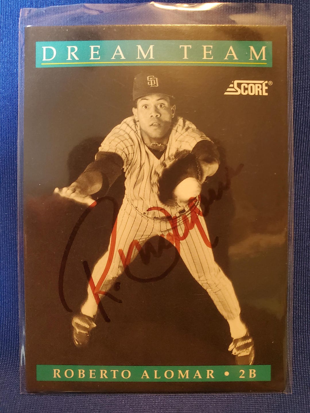 Roberto Alomar Authentic Hand Signed 1991 Score Baseball Card Autographed San Diego Padres HOF ...