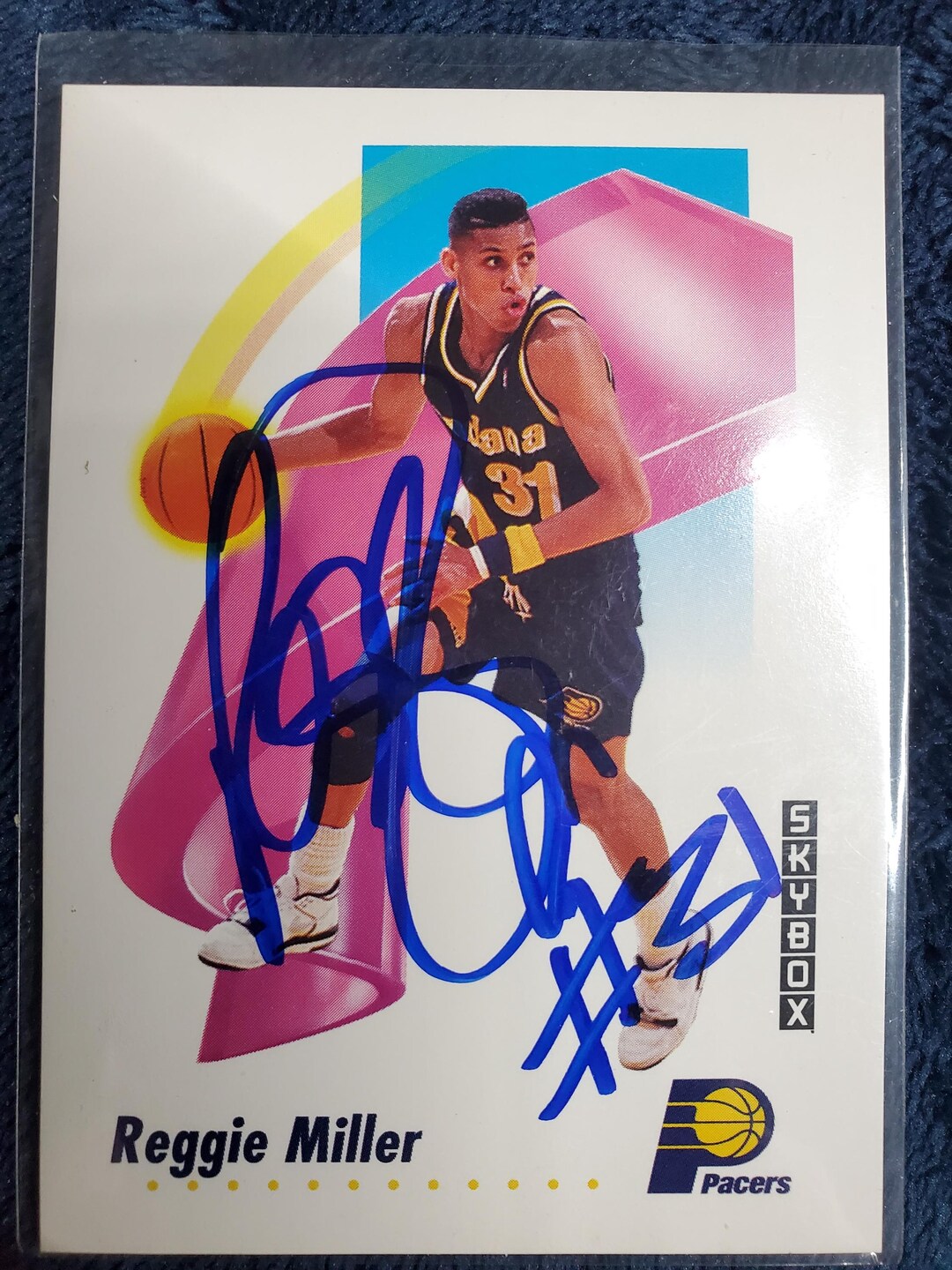 Reggie Miller Authentic Hand Signed 1991 Skybox Basketball Card ...